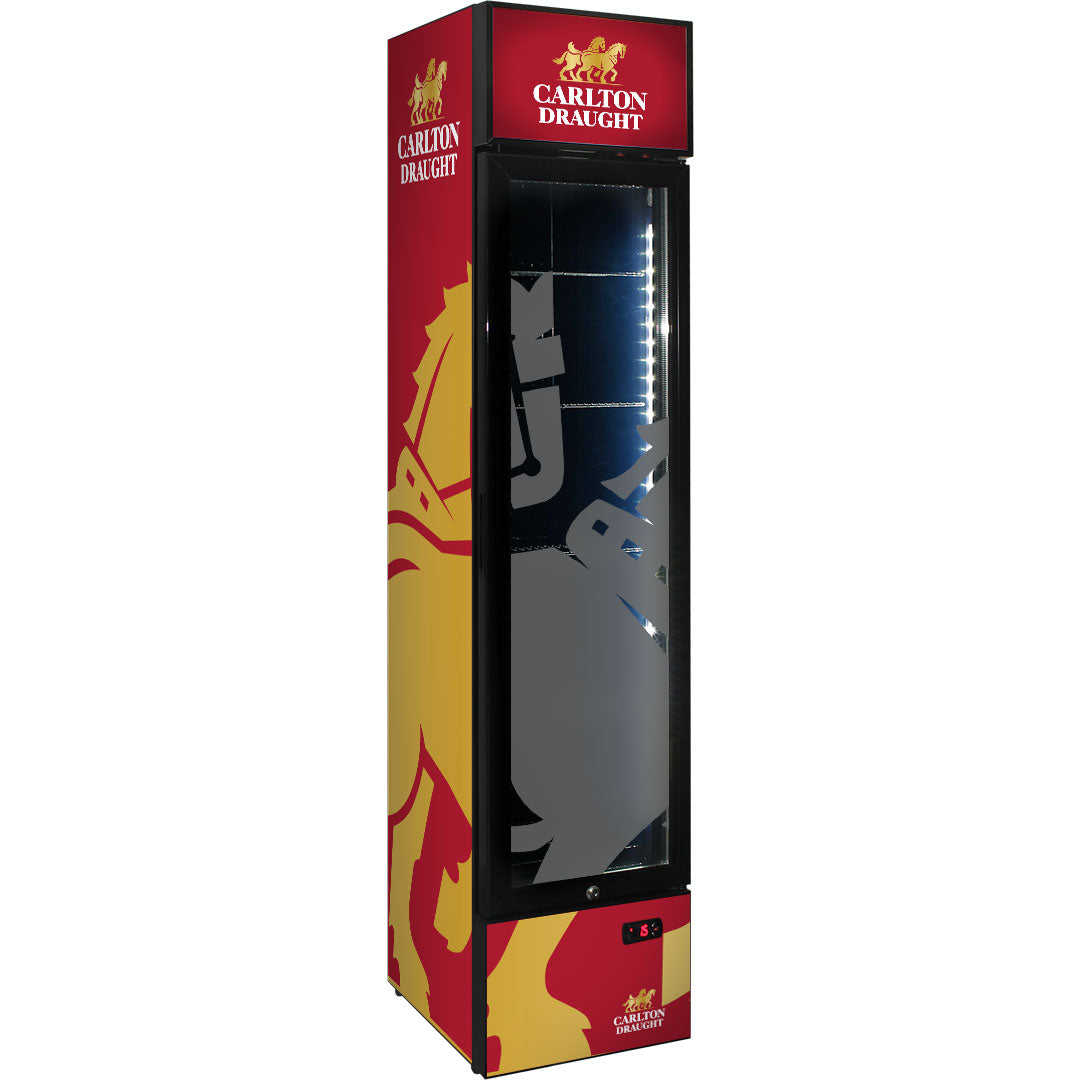 Schmick Skinny Glass Door Upright Bar Fridge Carlton Draught Beer ...