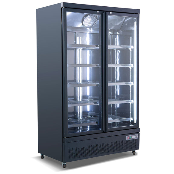Commercial Upright 2 Door Black Refrigerator - Model IC COLD FC-BD126A ...