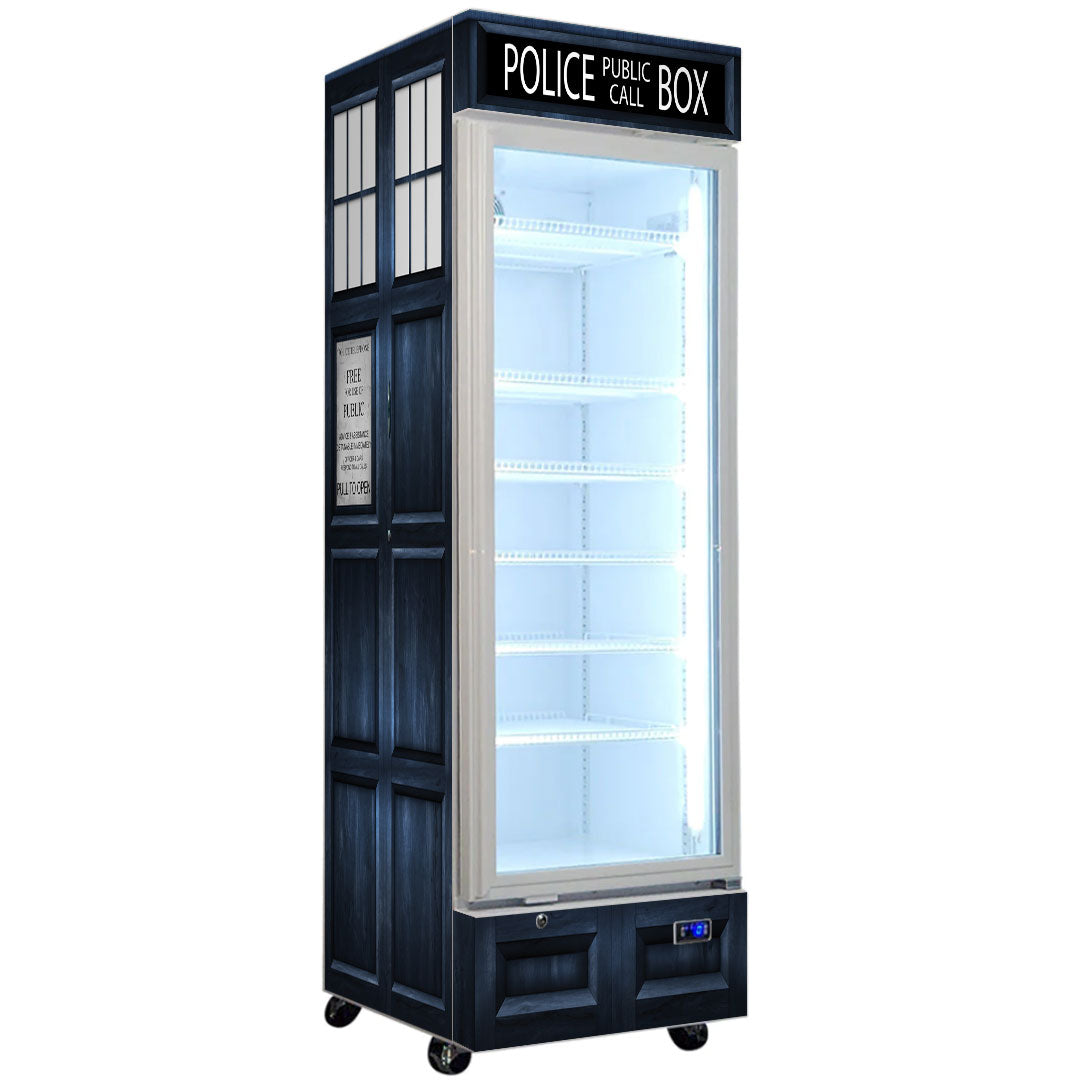 Police Box Branded - Upright Quiet Running Glass Door Bar Fridge Model ...