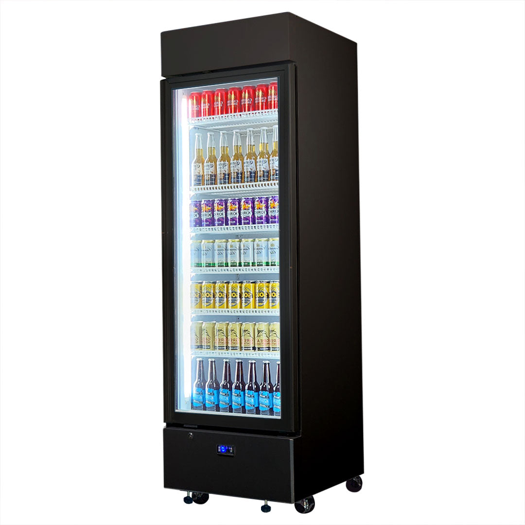 Upright Quiet Running Black Glass Door Bar Fridge Model HUS-SC372B ...