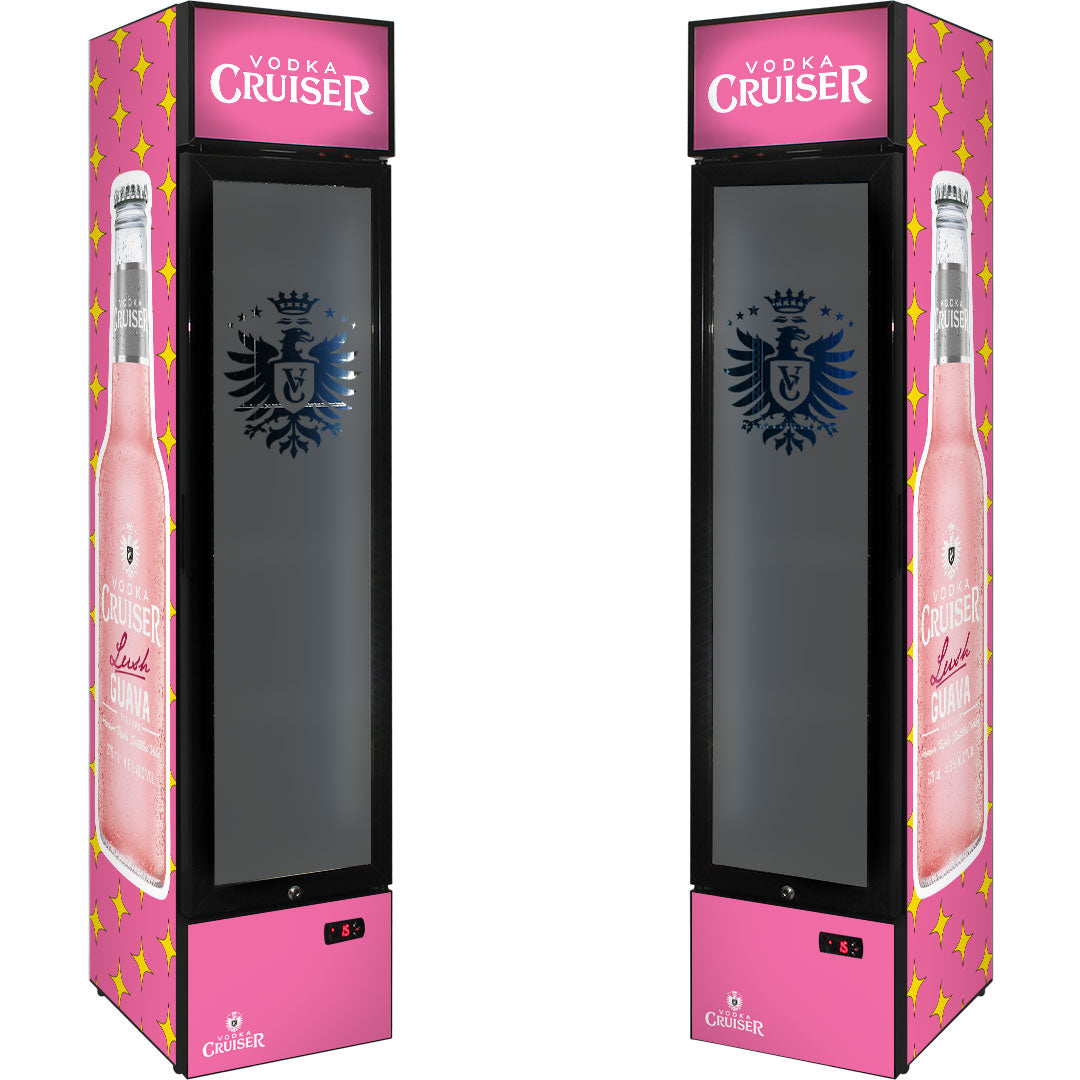 Skinny Glass Door Upright Bar Fridge Vodka Cruiser Design, Brand Parts ...