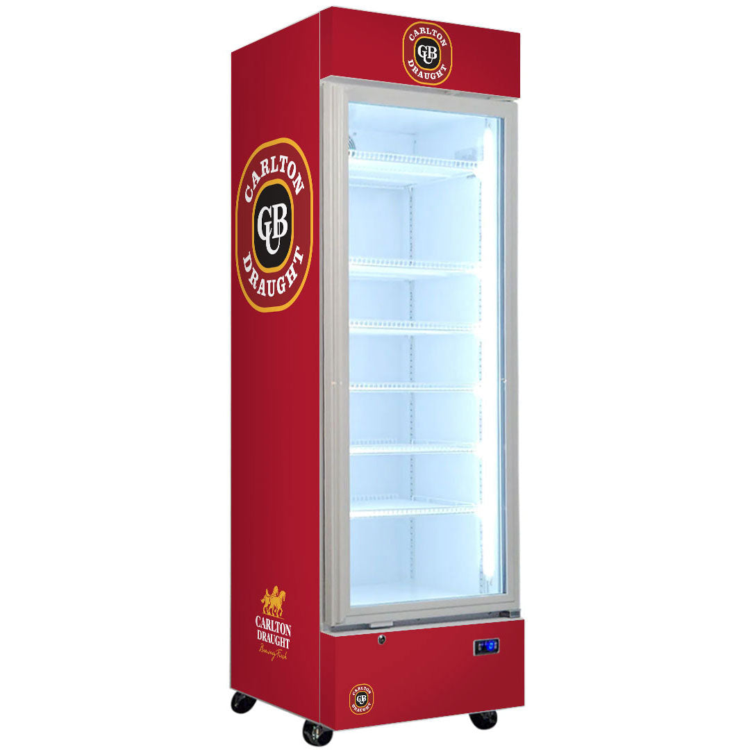 Carlton Draught Branded - Upright Quiet Running Glass Door Bar Fridge ...