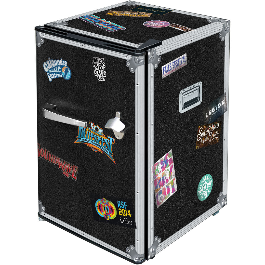 Mini Bar Fridge Retro 70 Litre All Black With Solid Door Travel Case ...
