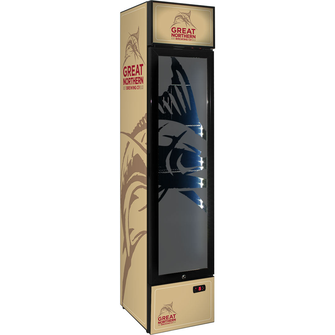 Schmick Skinny Glass Door Upright Bar Fridge Great Northern Beer Design ...