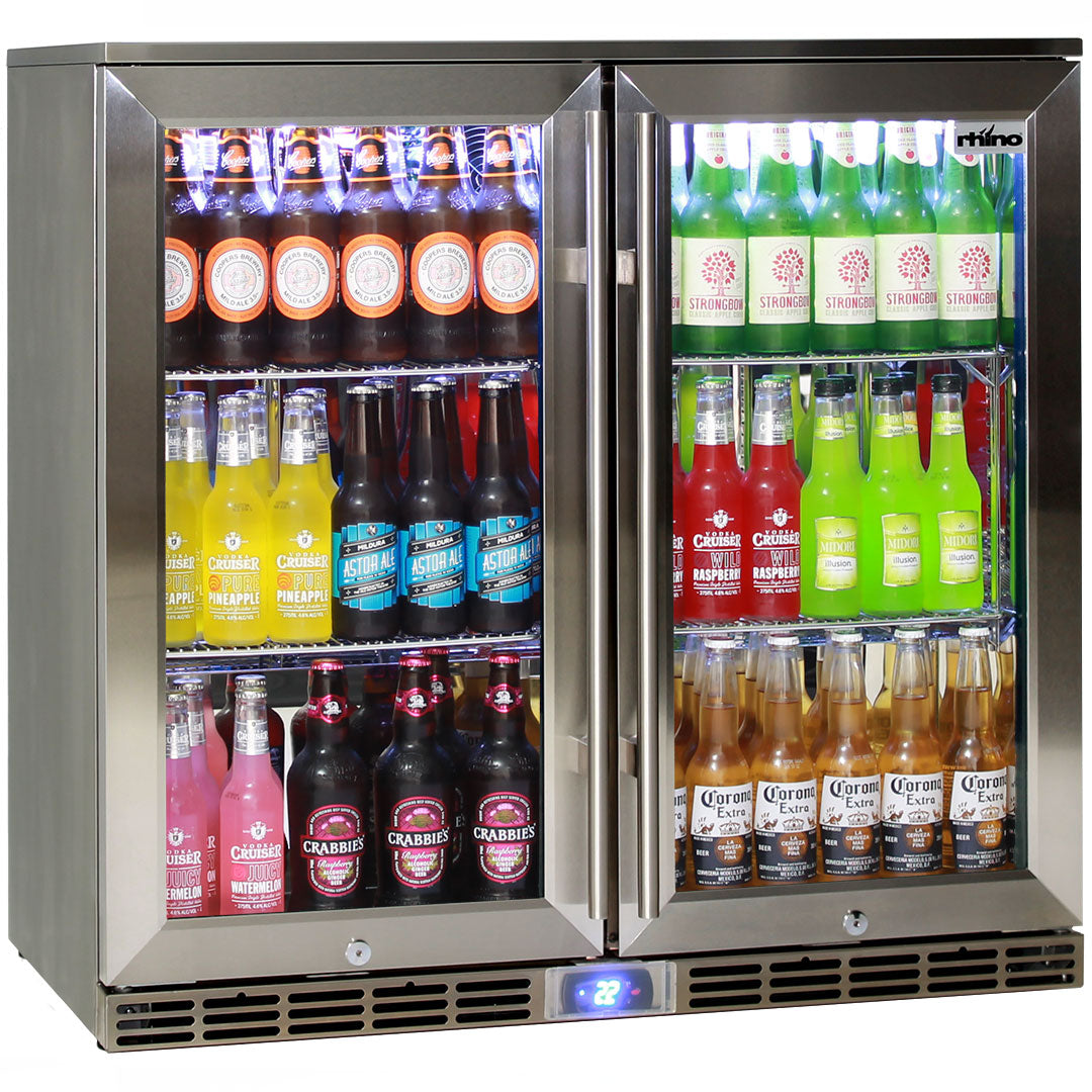 Rhino 2 Door Alfresco Glass Door Bar Fridge Outdoor IP34 Rated, Outdoor ...