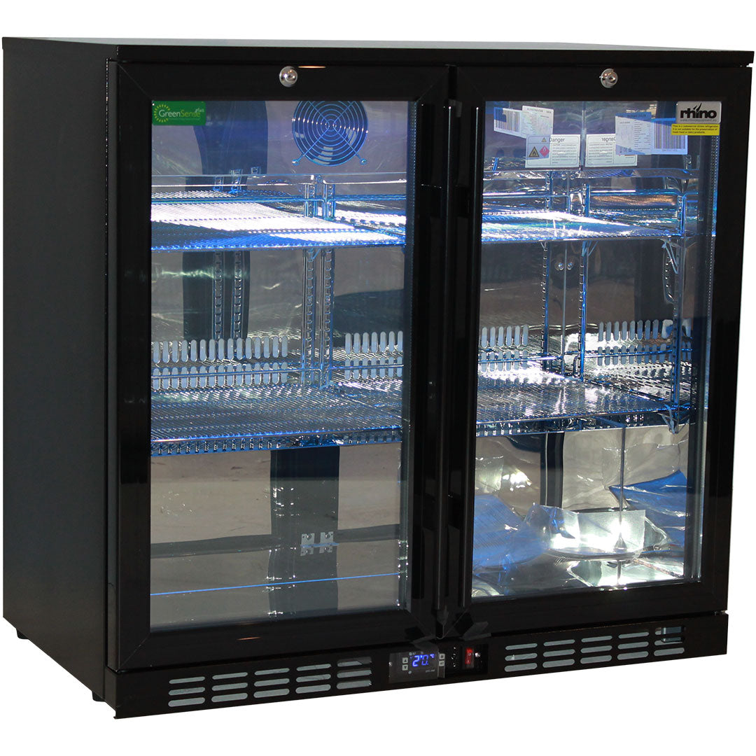 Led Light Multi Colored Commercial Quiet Running Double Door Bar Fridge ...