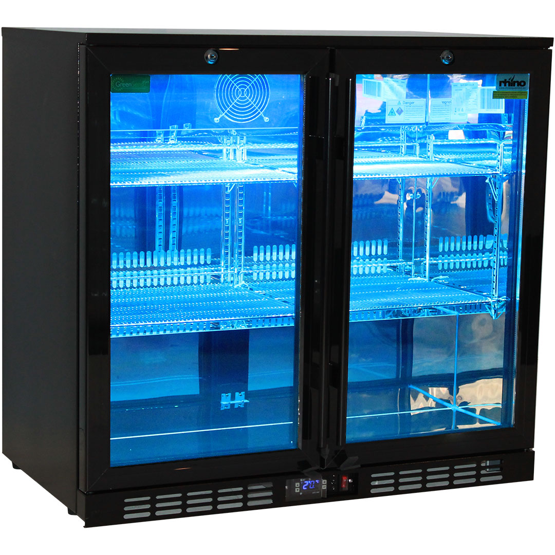 Led Light Multi Colored Commercial Quiet Running Double Door Bar Fridge ...