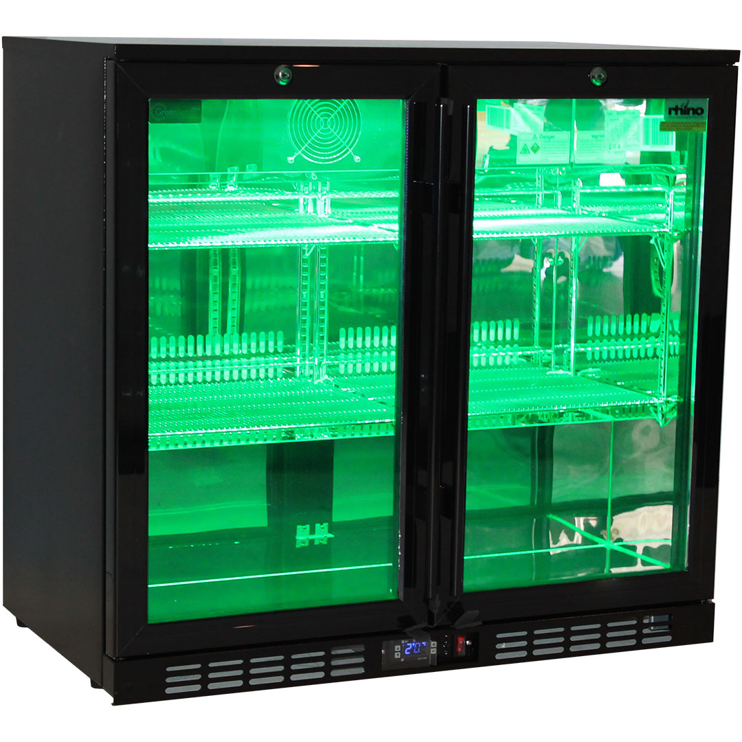 Led Light Multi Colored Commercial Double Door Bar Fridge Remote ...