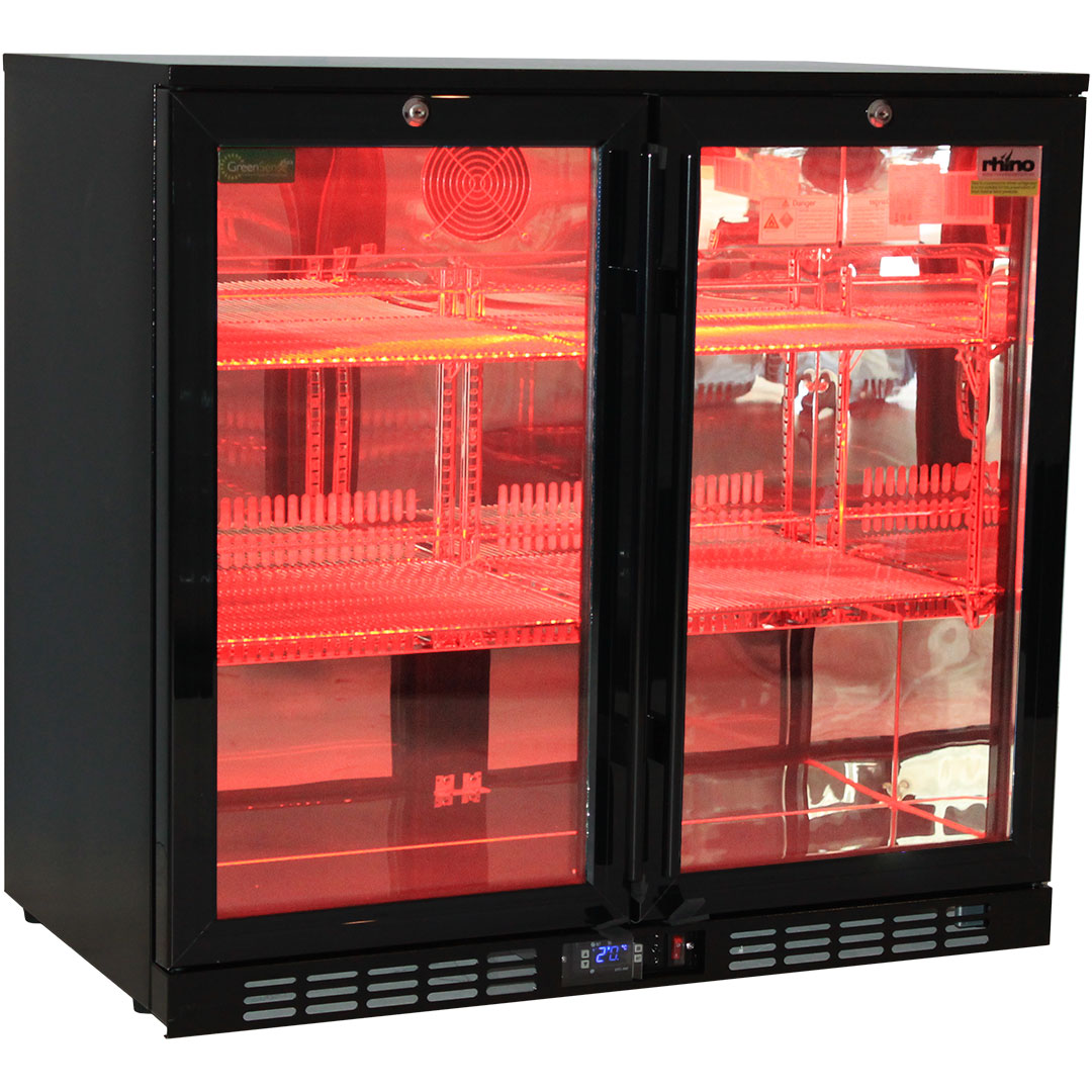 Led Light Multi Colored Commercial Quiet Running Double Door Bar Fridge ...