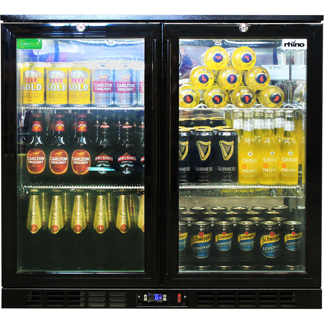 Led Light Multi Colored Commercial Quiet Running Double Door Bar Fridge ...