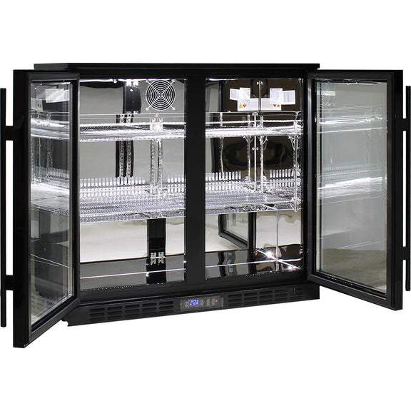 Commercial Quiet Running Double Door Heated Glass Bar Fridge With ...