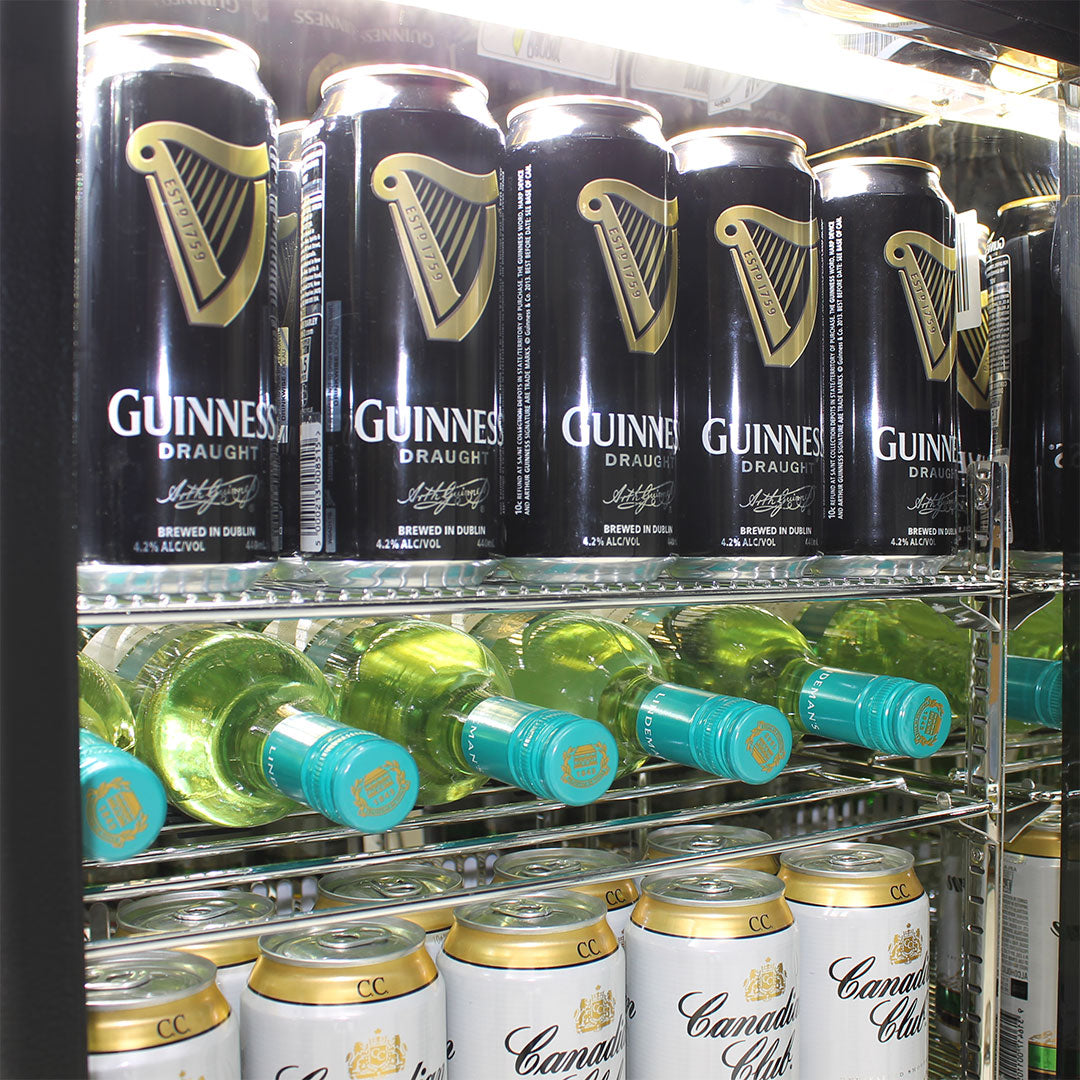 Commercial Quiet Running Double Door Heated Glass Bar Fridge With ...
