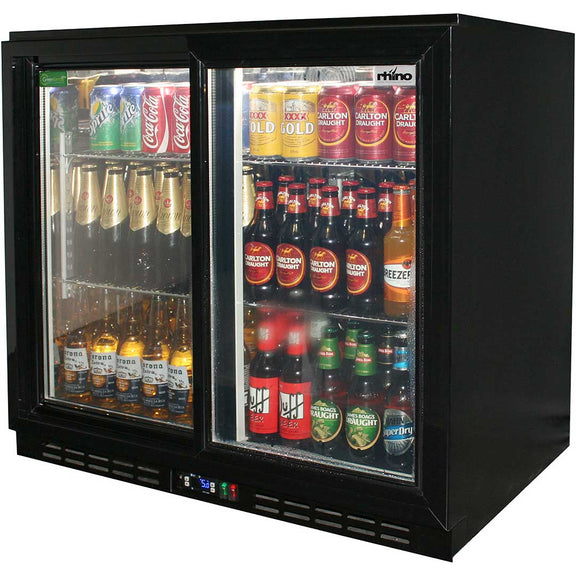Sliding Quiet Running 2 Glass Door Commercial Back Bar Bar Fridge With ...