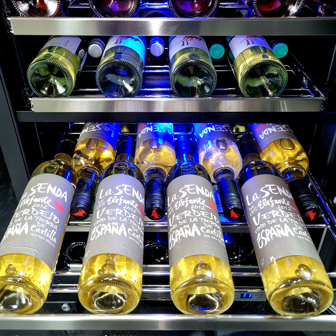 Under Bench Glass Door Dual Zone Wine Fridge Front Venting Classy ...