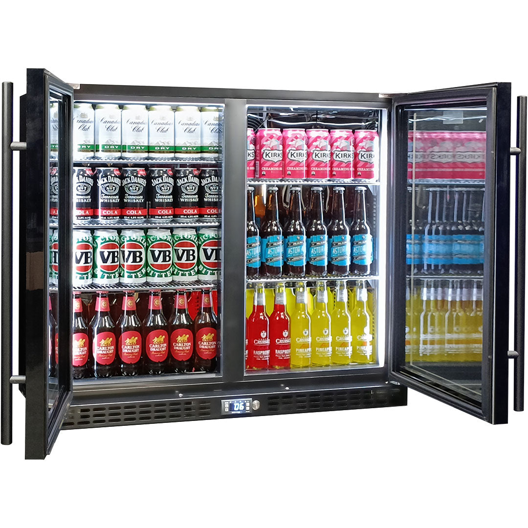 Schmick Quiet Running Efficient Heated Glass Door Black Bar Fridge With ...