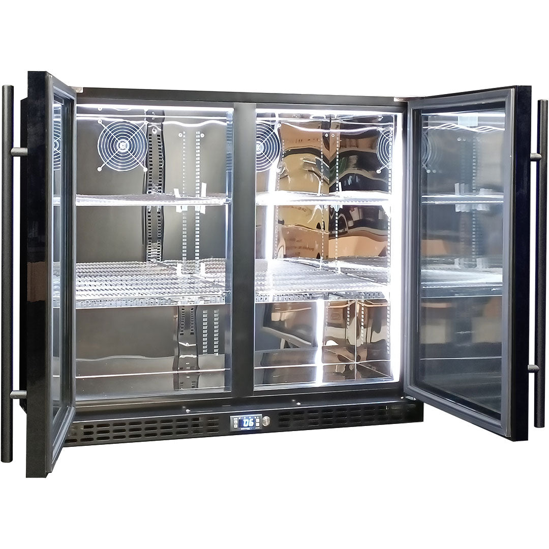 Schmick Quiet Running Efficient Heated Glass Door Black Bar Fridge With ...