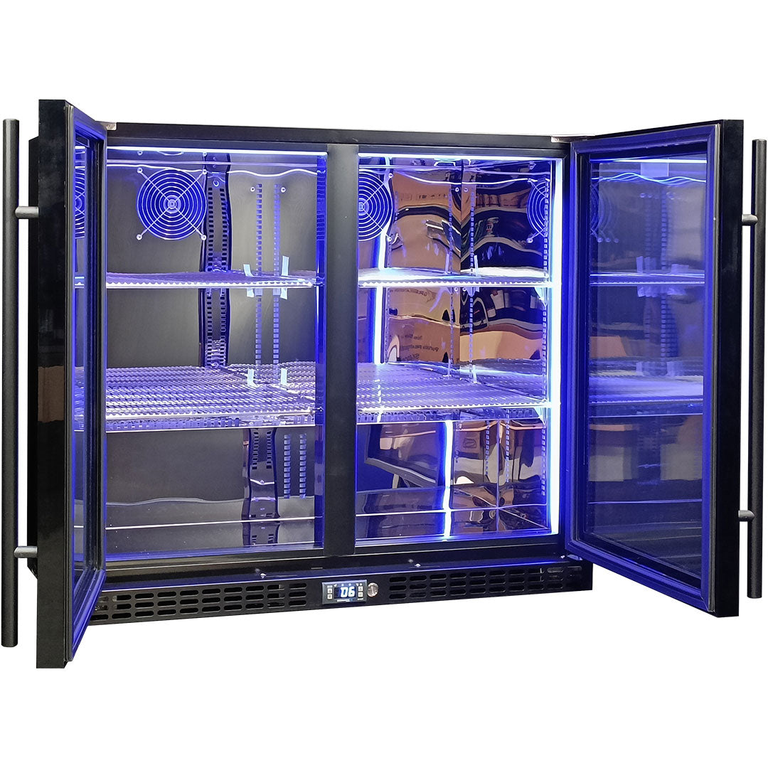 Schmick Quiet Running Efficient Heated Glass Door Black Bar Fridge With ...