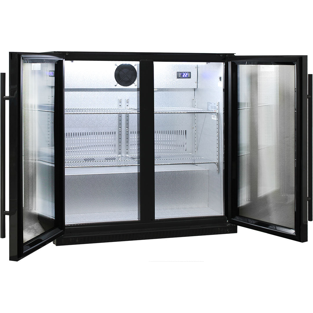 Schmick Black 2 Door Alfresco Bar Fridge With Heated Glass White Led ...