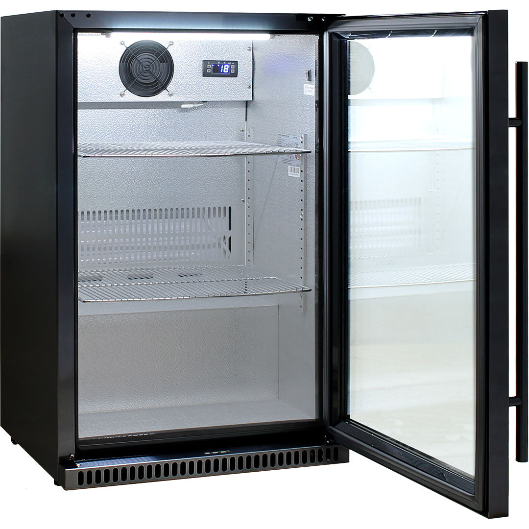 Schmick Black 1 Door Alfresco Bar Fridge With Heated Glass Blue Led And ...