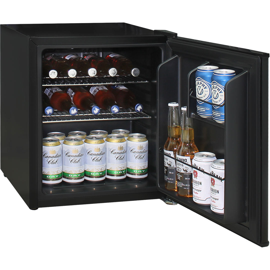Mini Vintage Retro Bar Fridge 46 Litre All Black With Solid Door – Bar ...