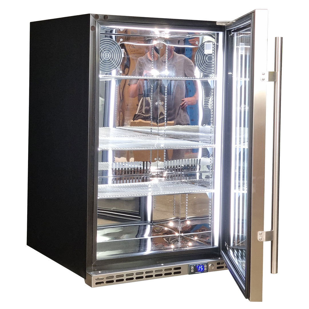 Schmick Alfresco Stainless Glass Door Under Bench Stainless Bar Fridge ...