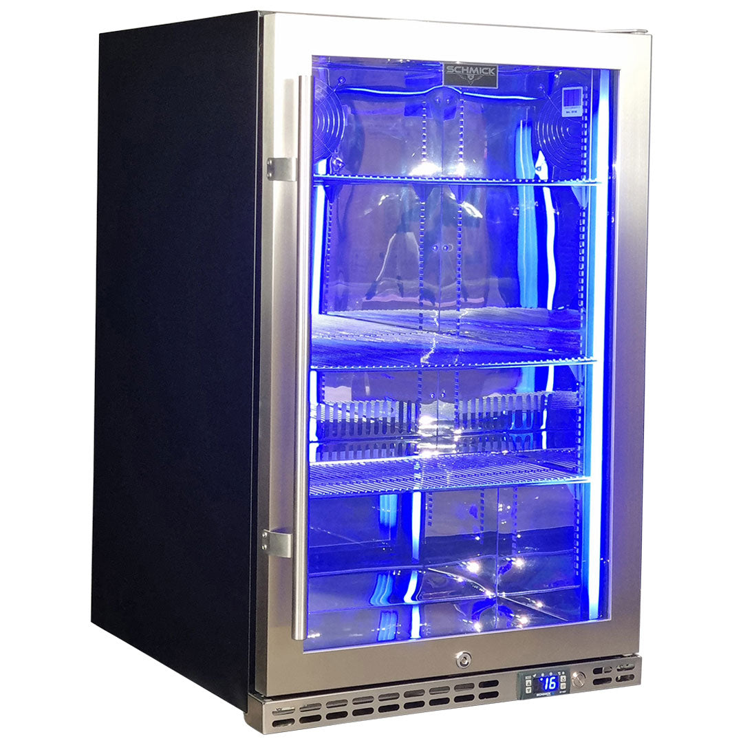 Schmick Alfresco Stainless Glass Door Under Bench Stainless Bar Fridge ...