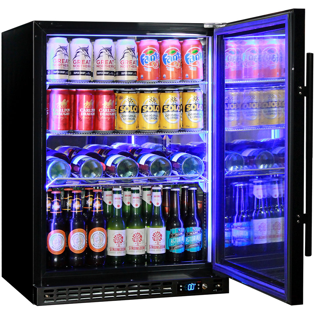 Schmick Heated Glass Door Black Under Bench Bar Fridge With Quality ...