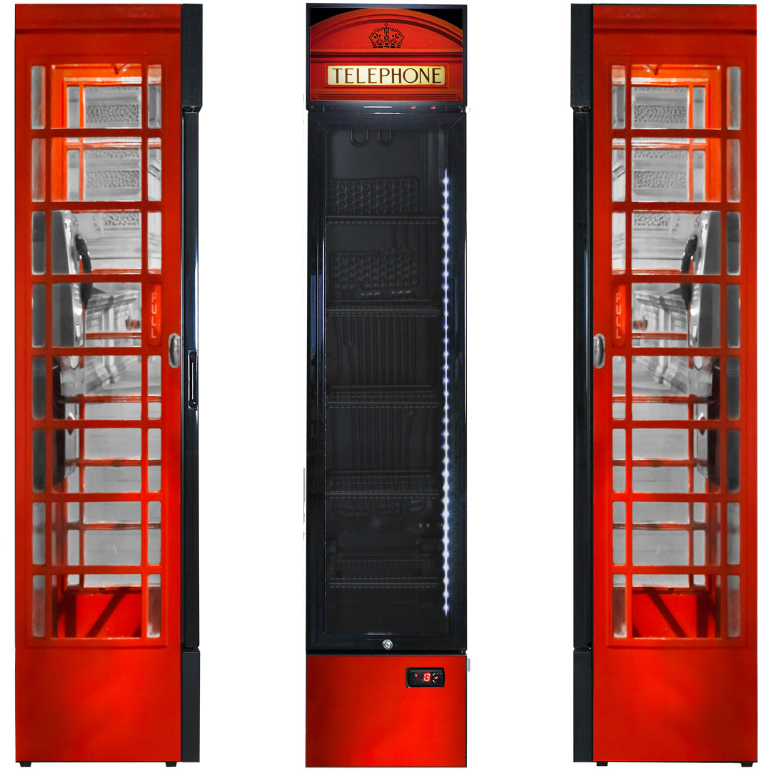 Schmick Skinny Glass Door Upright Bar Fridge Telephone Box Design ...