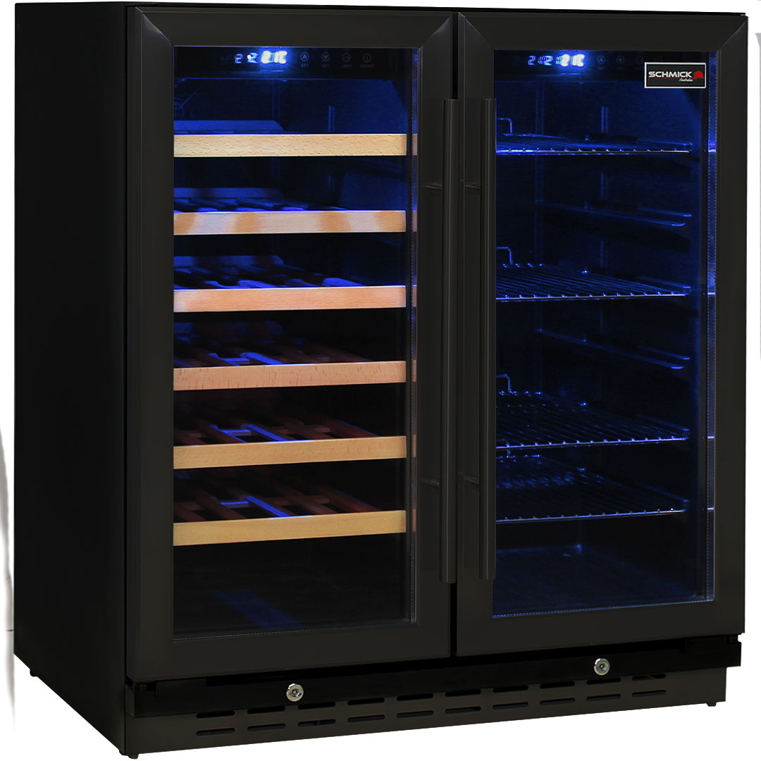 Schmick Black Twin Zone Beer And Wine Bar Fridge Designed For Indoors ...
