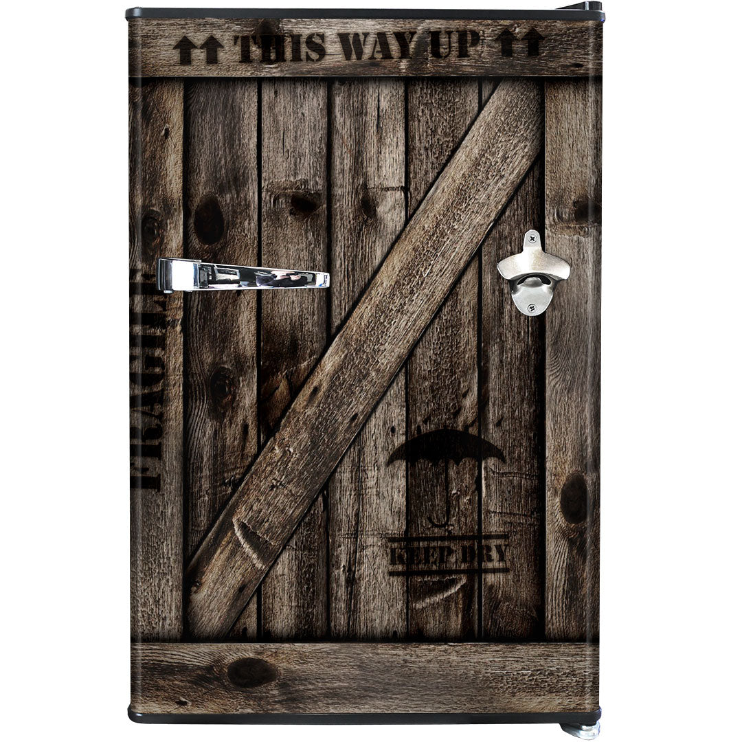 Mini Bar Fridge Retro 70 Litre All Black With Solid Door - Wooden Crate ...